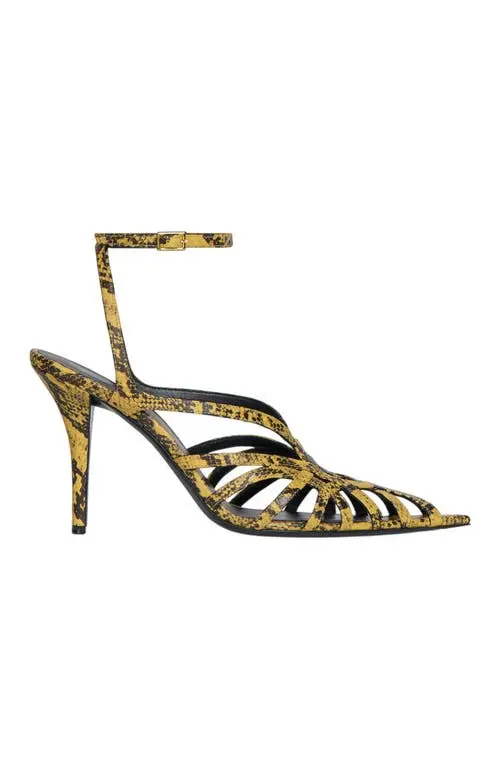 Balmain Python-effect Leather Cage Sandals