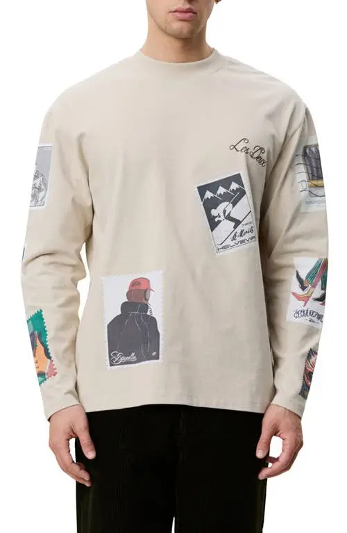 LES DEUX Stamp Graphic Long Sleeve T-shirt - Light Sand