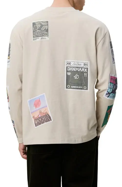 LES DEUX Stamp Graphic Long Sleeve T-shirt