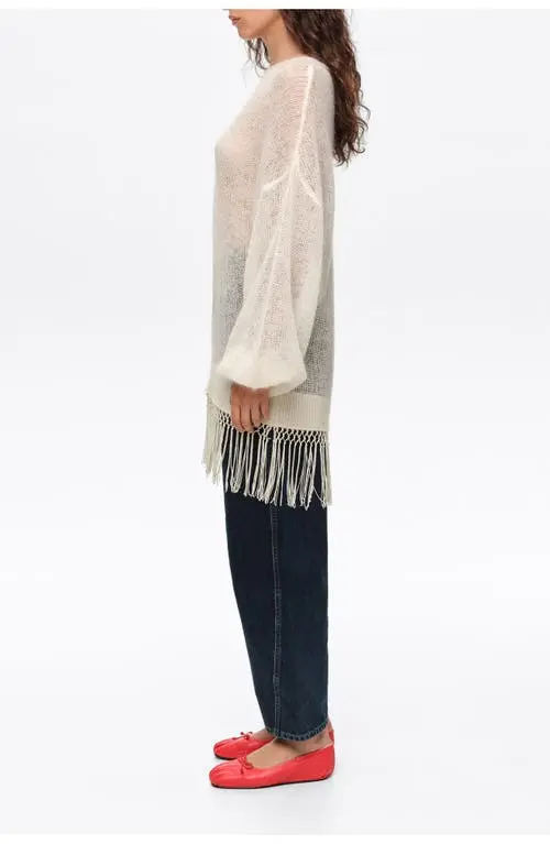 Bimba Y Lola Mohair Sweater With Fringe Hem