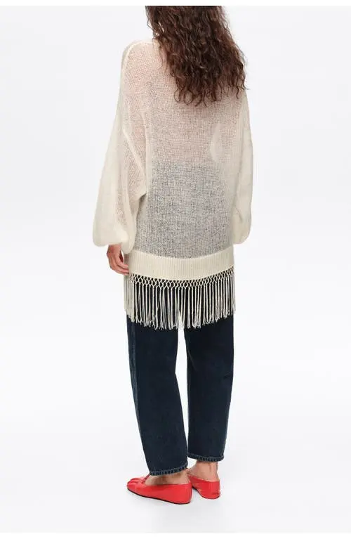 Bimba Y Lola Mohair Sweater With Fringe Hem