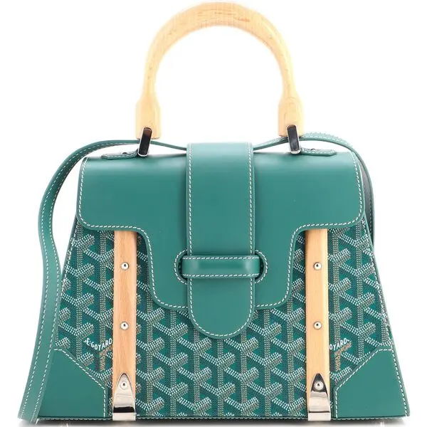 Goyard Saigon Top Handle Bag Coated Canvas With Leather Pm - Green