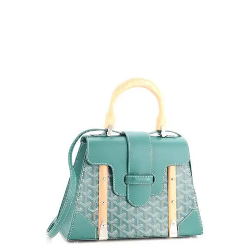 Goyard Saigon Top Handle Bag Coated Canvas With Leather Pm