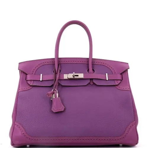 Hermès Birkin Ghillies Bag Purple Togo And Swift With Palladium Hardware 35 - Red