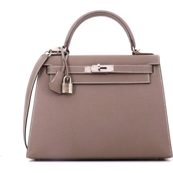 Hermès Kelly Handbag Epsom With Palladium Hardware 28 - Grey