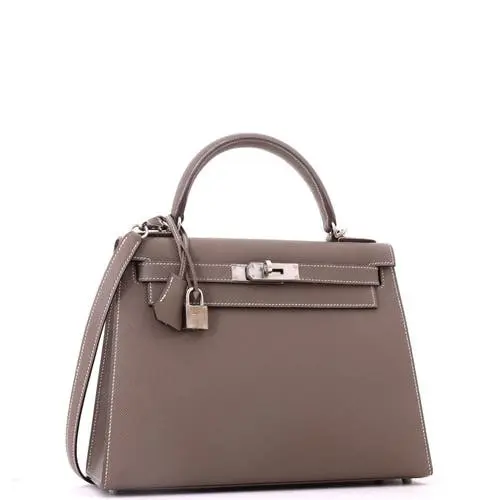 Hermès Kelly Handbag Epsom With Palladium Hardware 28 - Grey
