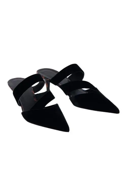 Balmain Velvet And Printed Patent Leather Mules - Black