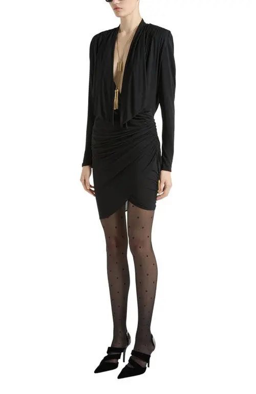 Balmain Draped Flowing Jersey Dress - Black