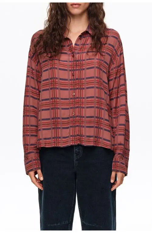 Bimba Y Lola Checked Boxy Fluid Shirt - Garnet
