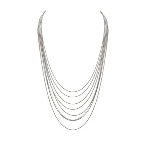 MADISON BEVERLY HILLS Vintage 1970s Tone 8 Strand Snake Chain Necklace - Silver