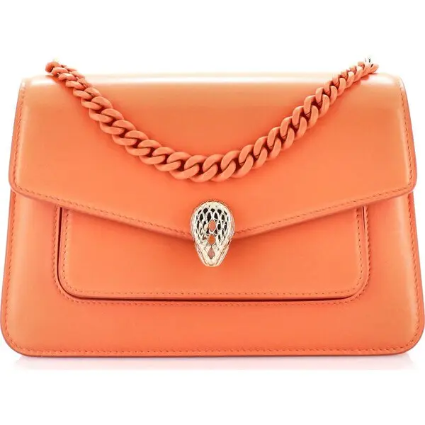 BVLGARI Serpenti Forever Maxi Chain Crossbody Bag Leather - Orange