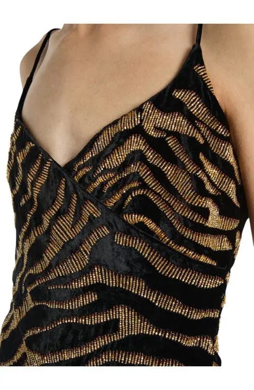 Balmain Velvet Dress With Tiger Embroidery