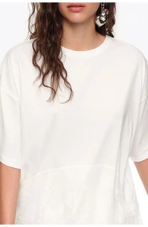 Bimba Y Lola Lace Ruffle Oversized T-shirt