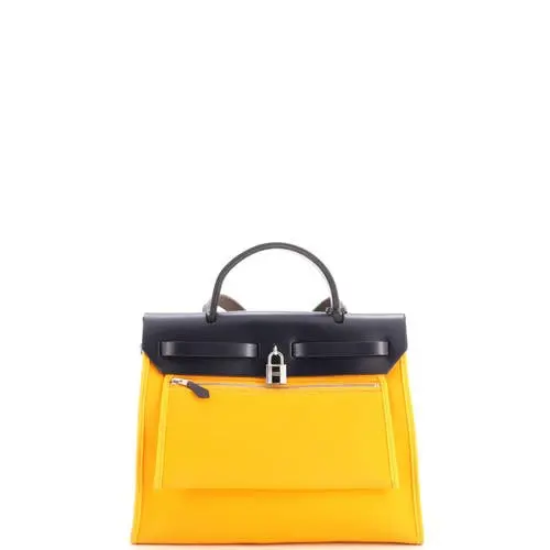 Hermès Herbag Zip Verso Leather And Toile 31