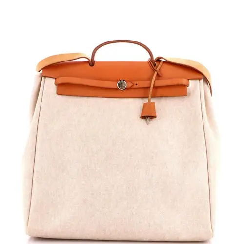 Hermès Herbag Toile And Leather Gm - White