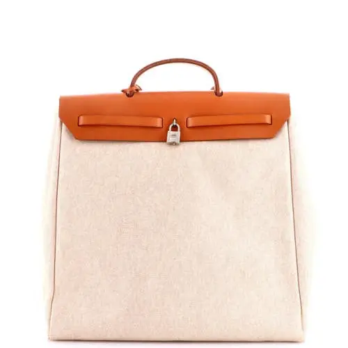 Hermès Herbag Toile And Leather Gm - White