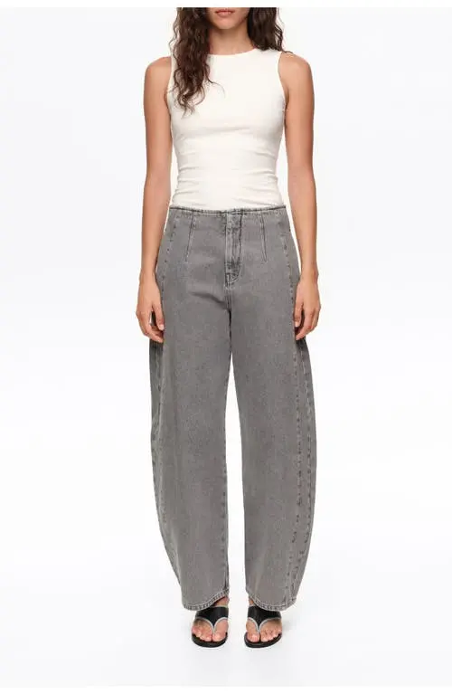 Bimba Y Lola Barrel Denim Trousers With Buckle - Washed