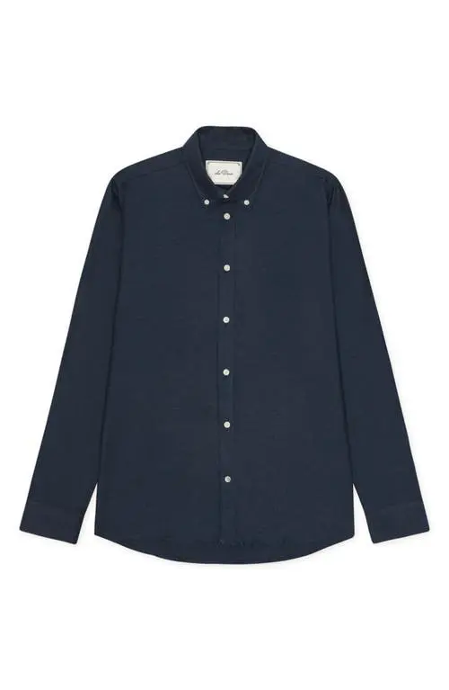 LES DEUX Soft Flannel Long Sleeve Button Down Shirt - Dark Navy