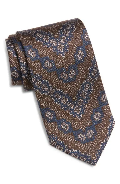 JACK VICTOR Paisley Silk Tie - Brown