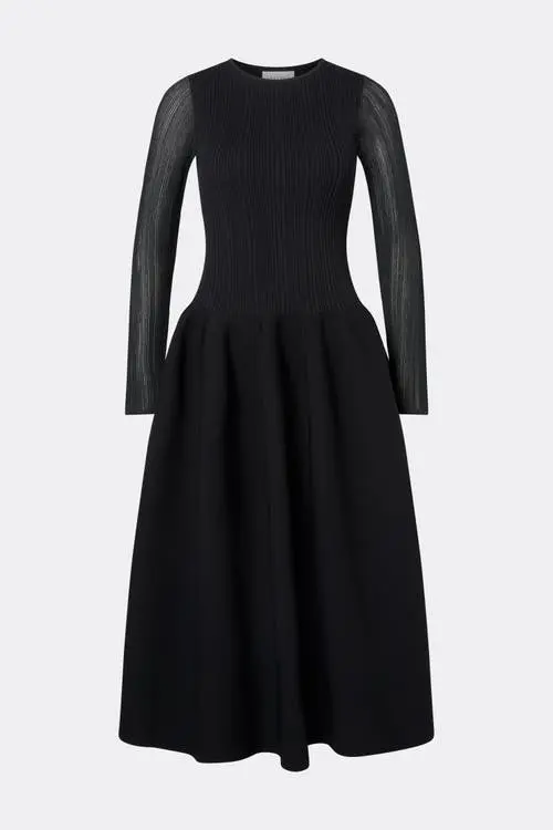 MALINA Elona Voluminous Knitted Midi Dress
