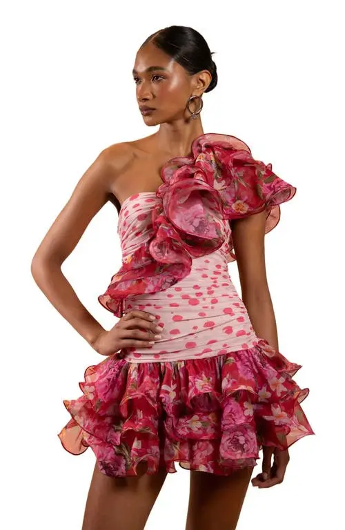 PatBO Peony Dots Ruffle Mini Dress