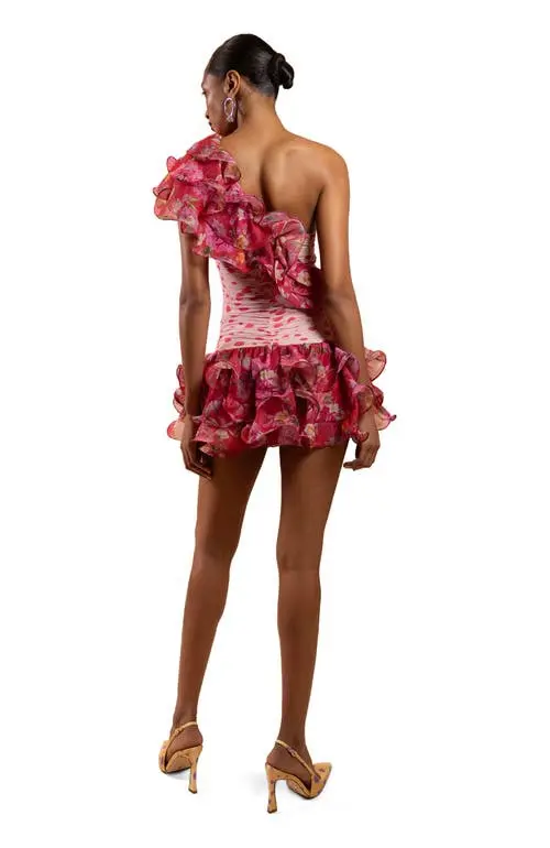PatBO Peony Dots Ruffle Mini Dress - Red