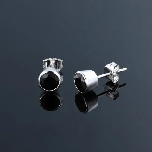 LUVMYJEWELRY Yami 0.95ct Round Black Spinel Stud Earrings 925 Silver