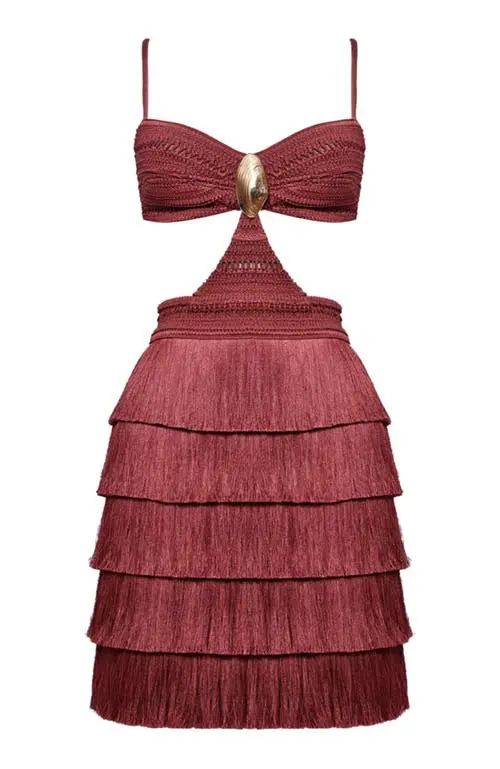 PatBO Amethyst Fringe Mini Dress