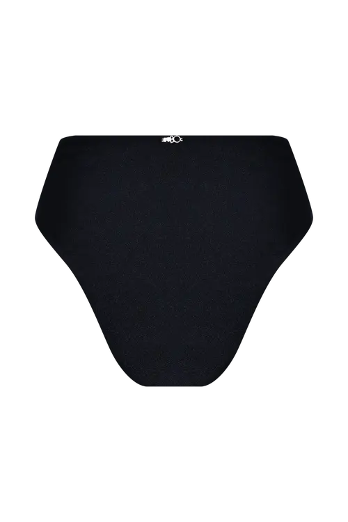 PatBO Selene Mesh Printed High Waist Bottom - Black