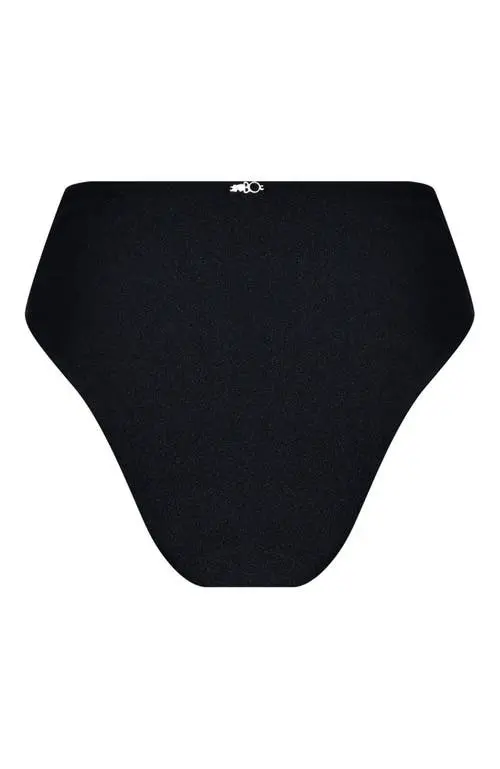 PatBO Selene Mesh Printed High Waist Bottom - Black