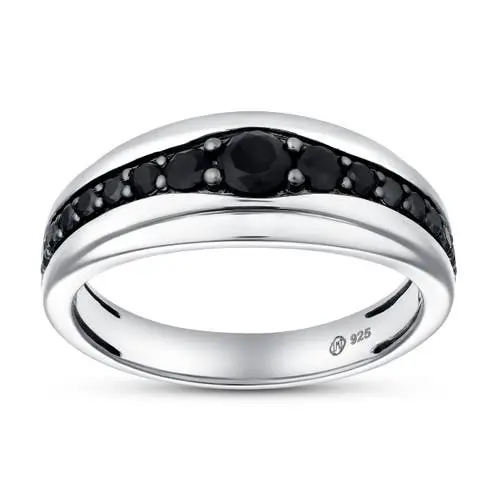 LUVMYJEWELRY Ren 1ct Diagonal Black Spinel Ring 925 Silver - Sterling Silver