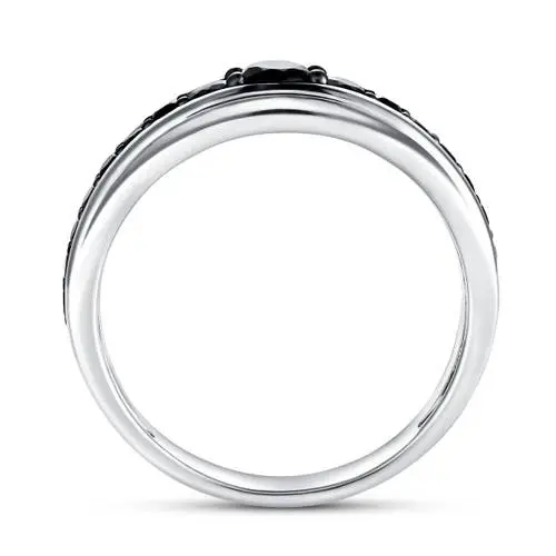 LUVMYJEWELRY Ren 1ct Diagonal Black Spinel Ring 925 Silver