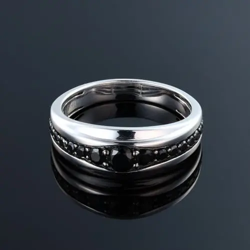 LUVMYJEWELRY Ren 1ct Diagonal Black Spinel Ring 925 Silver