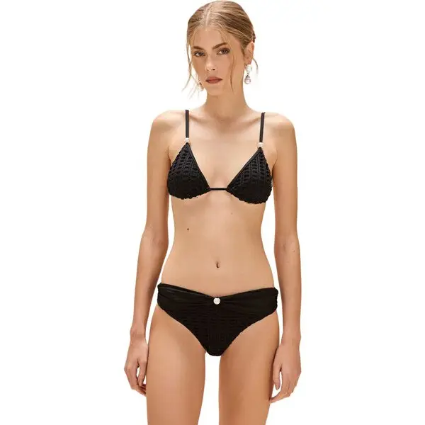 PatBO Selene Mesh Draped High Waist Bottom - Black