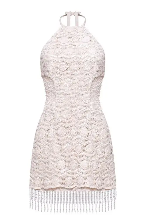 PatBO Crochet Bloom Halterneck Mini Dress