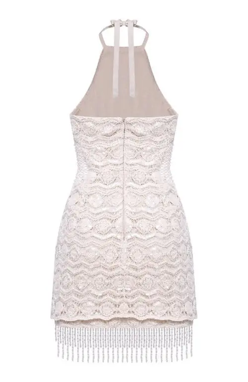 PatBO Crochet Bloom Halterneck Mini Dress