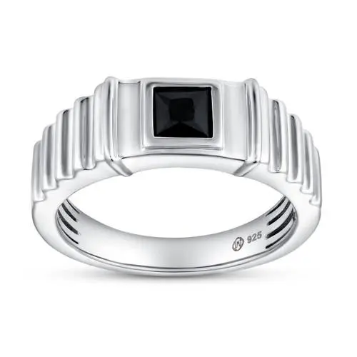 LUVMYJEWELRY Arashi 0.7ct Princess Cut Black Spinel Ring 925 Silver - Sterling Silver