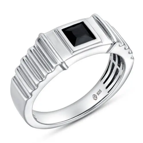 LUVMYJEWELRY Arashi 0.7ct Princess Cut Black Spinel Ring 925 Silver