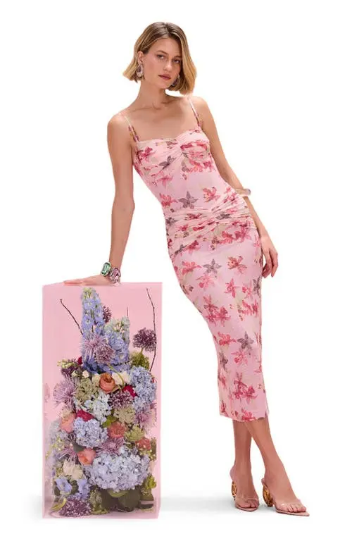 PatBO Orchid Bloom Chiffon Midi Dress - Rose