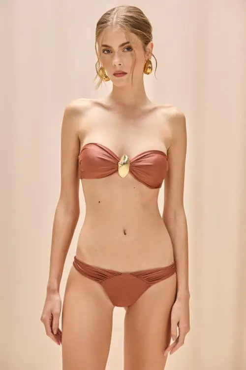 PatBO Golden Dune Lycra Seashell Bikini Bottom - Copper