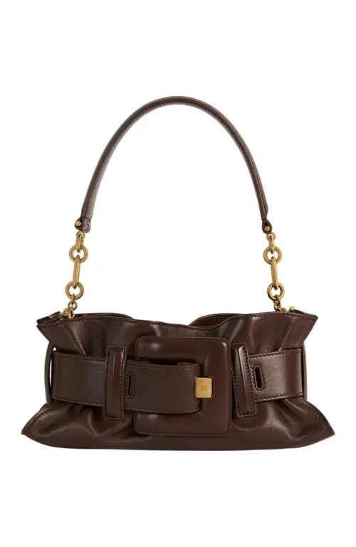 Balmain Anthem Mini Bag In Smooth Leather - Dark Brown