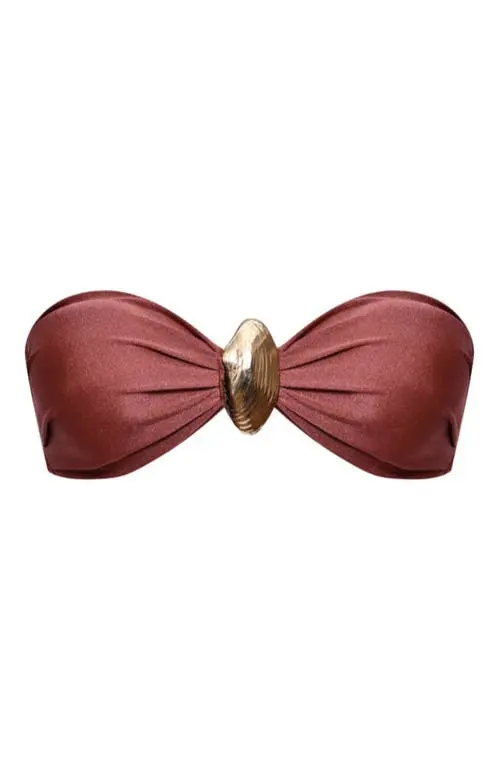 PatBO Golden Dune Lycra Seashell Bikini Top - Copper