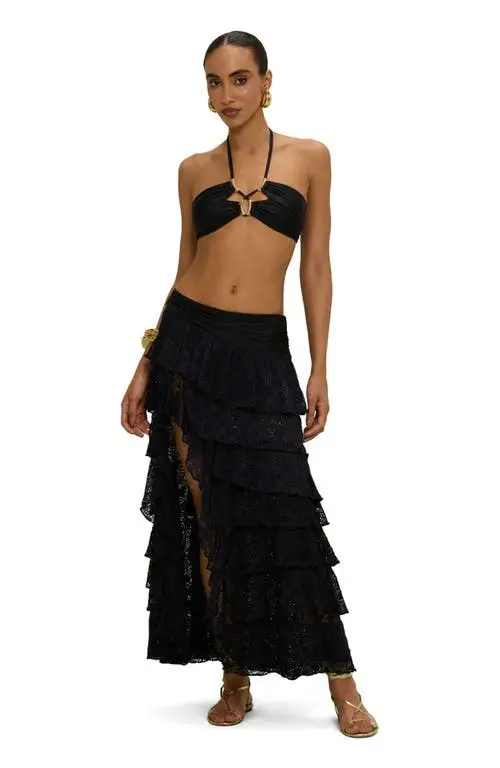 PatBO Martina Lycra Ruffle Maxi Skirt - Black