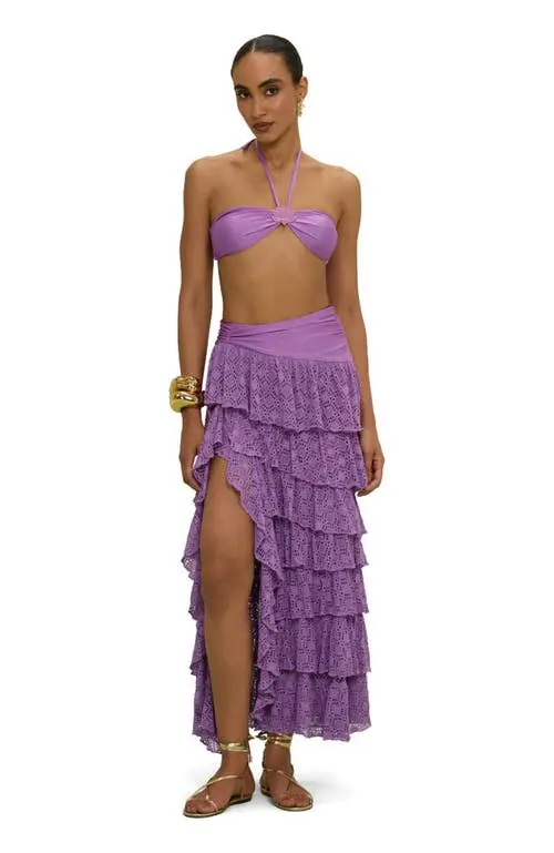 PatBO Martina Lycra Ruffle Maxi Skirt - Green