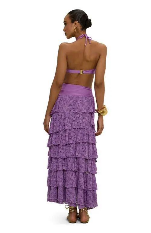 PatBO Martina Lycra Ruffle Maxi Skirt - Green
