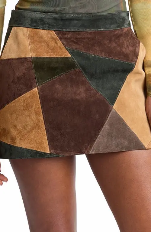 Avec Les Filles Patchwork Suede Miniskirt