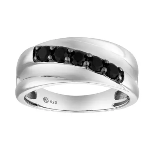 LUVMYJEWELRY Kage 0.5ct Diagonal Black Spinel Ring 925 Silver - Sterling Silver