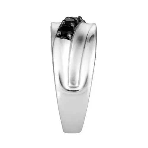LUVMYJEWELRY Kage 0.5ct Diagonal Black Spinel Ring 925 Silver