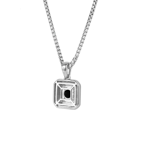 LUVMYJEWELRY 0.45ct Black Spinel Sunburst Pendant Necklace