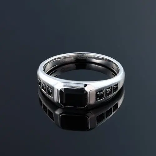 LUVMYJEWELRY Sumi 1 Ct Emerald Cut Black Spinel Ring 925 Silver